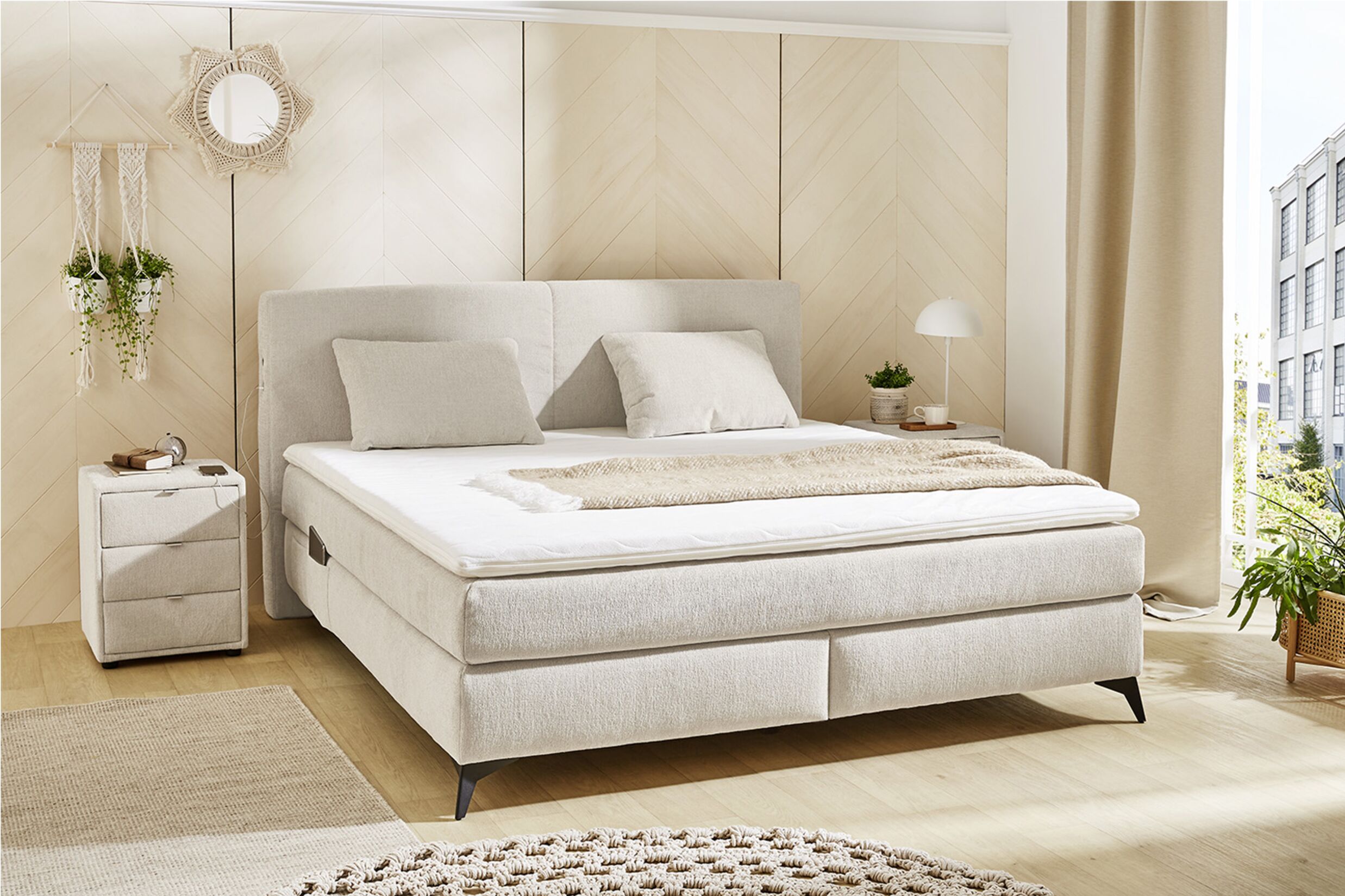 Boxspring Kira Max 180x200cm stof beige - WEBA meubelen